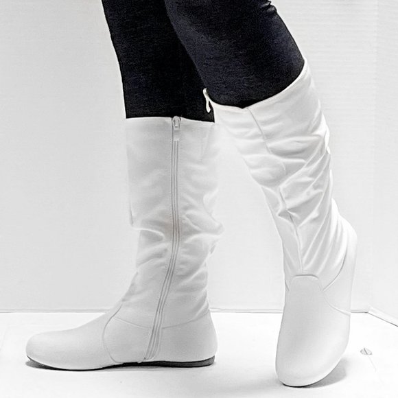 Shoes | New White Slouchy Midcalf Riding Boots | Poshmark